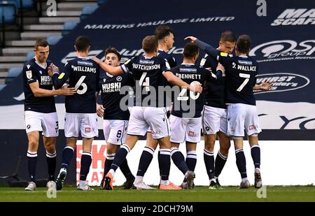 Millwall’s Matt Smith celebrates scoring his side’s first goal with ...