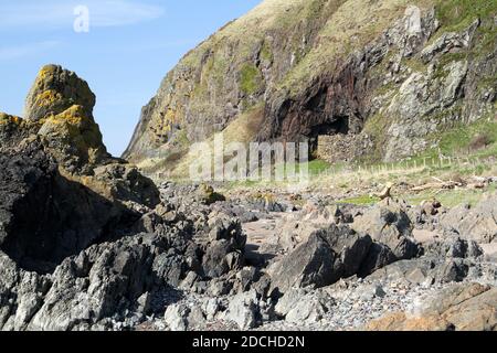 South Ayrshire, Scotland, UK Bennane The entrance to the cave where ...