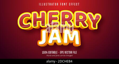 3D Cherry Text Effect, Editable Text Style. Hand Lettering Cherry Red ...