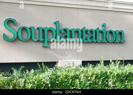 Souplantation sign on exterior wall outside a Local Restaurant as ...