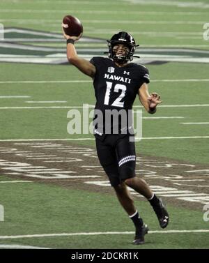 November 21, 2020 - Hawaii Rainbow Warriors running back Calvin Turner ...