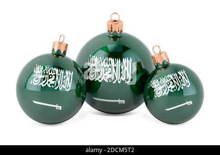 Christmas tree with Saudi Arabian Xmas pennant flags, 3D rendering ...