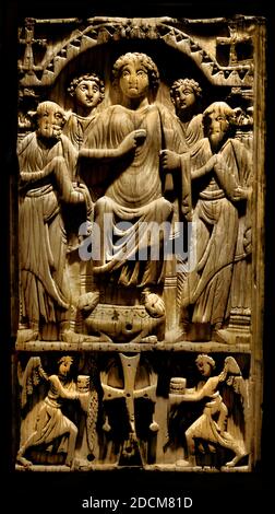 Medieval ivory diptych relief panel probably depicting Emperor ...