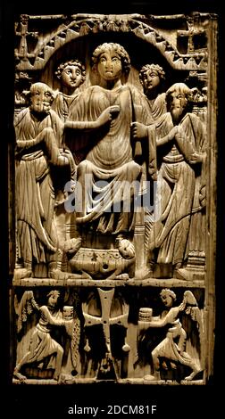 Medieval ivory diptych relief panel probably depicting Emperor ...