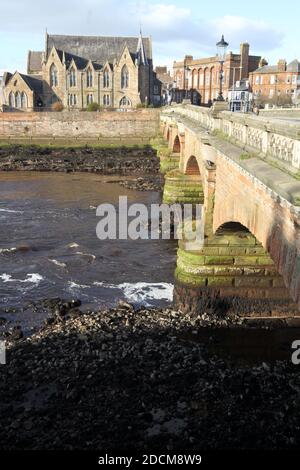 New Bridge, Ayr across the River Ayr at Ayr harbour, with a view south ...