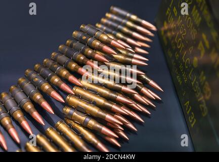 Ammo belt, chain , full of bullets Stock Photo - Alamy