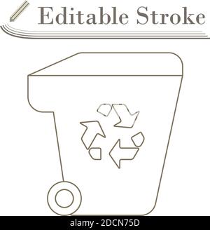 simple green garden waste bin outline symbol icon vector isolated on ...