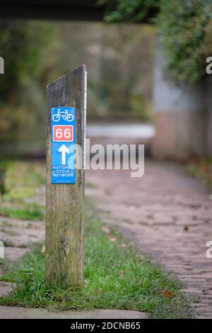 Sustrans Route 66 on the Calder Hebble Navigation near Sowerby Bridge ...