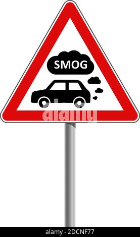 Car with smog exhaust clouds symbol pollution warning icon vector ...