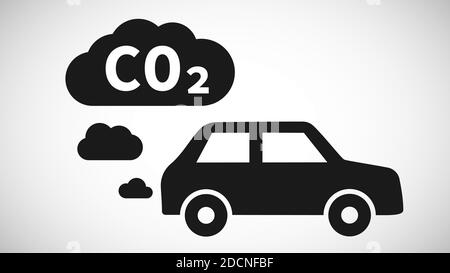 Car with smog exhaust clouds symbol pollution warning traffic street ...