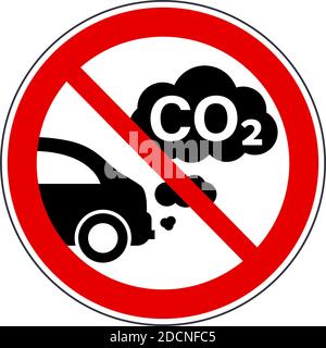 CO2 air pollution stop forbidden prohibition sign. Vector illustration ...