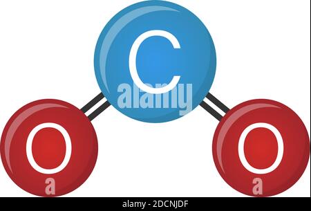 Carbon dioxide greenhouse gas atom model co2 red blue vector ...