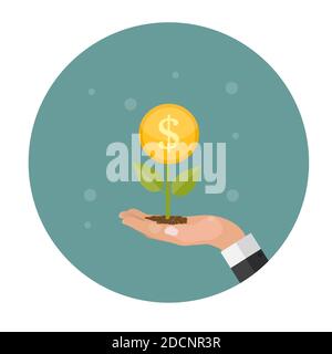Money Tree, Financial Growth Flat Concept Illustration Stock Photo - Alamy