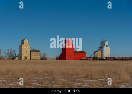 Mossleigh, Alberta - November 21, 2020: Elevator row in Mossleigh ...