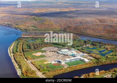 Aerial photo of MacDonald Island Park and Miskanaw golf course on ...