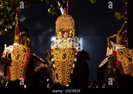 India Kerala Thrissur a joyful crowd during the Pooram Elephant ...