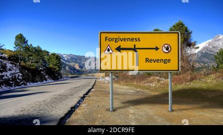 Street Sign the Direction Way to Forgiveness versus Revenge Stock Photo ...