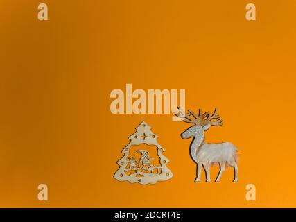 Flat lay Christmas composition with frame of candy canes in the form oh ...