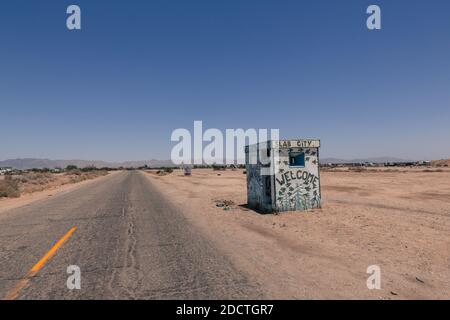 General view of Slab City, also called The Slabs, in the Sonoran Desert ...