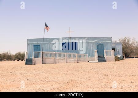 General view of Slab City, also called The Slabs, in the Sonoran Desert ...