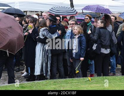 Izia Higelin, Arthur H, Ken Higelin during the funeral of Jacques ...