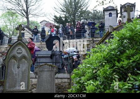 Izia Higelin, Arthur H, Ken Higelin during the funeral of Jacques ...