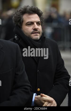 Matthieu Chedid attending funerals of French singer France Gall in ...