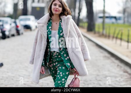 Street style, Emilie The Brunette arriving at Leonard Fall-Winter 2018 ...