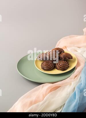 vanilla chocolate on a gray background Stock Photo - Alamy