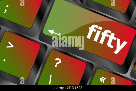 fifty word on computer pc keyboard key Stock Photo - Alamy