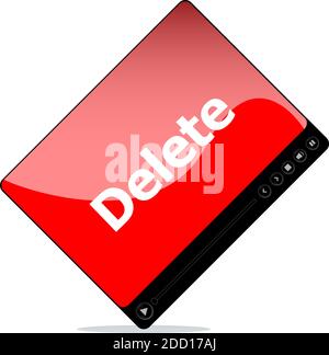 Delete web interface button red color design, recycling app, erase ...