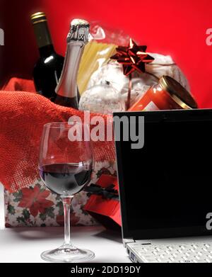 christmas box whit food for e-commerce Stock Photo - Alamy