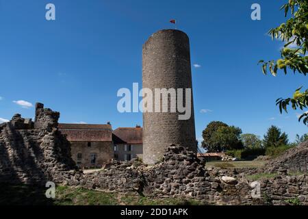 Remains of the castle of Châlus-Chabrol in Limousin, France Stock Photo ...