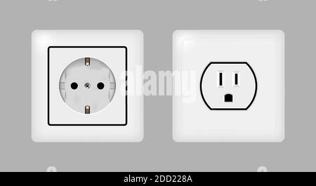 American and European electrical outlet socket set Stock Vector Image ...