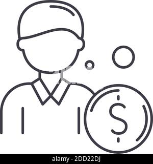 employee wages line icon, outline symbol, vector illustration, concept ...