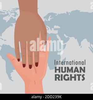 International Day of Peace lettering with interracial hands around of ...