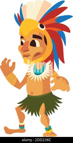 aztec warrior in traditional clothes and headgear landscape vector ...