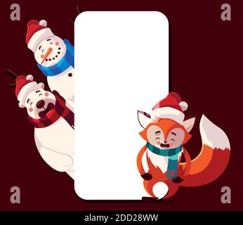 empty banner polar bear with scarf santa s hat vector design ...