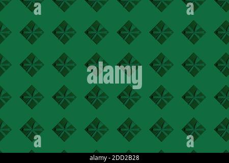 Pattern of green gift boxes on a green background Stock Photo - Alamy