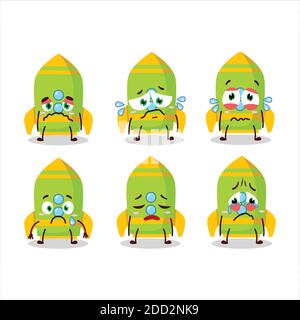 Green rocket firecracker cartoon character bring information board ...