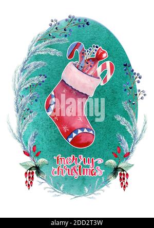 Christmas sock for gift illustration on white background. JPEG ...