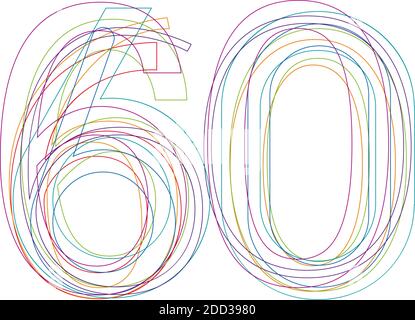 60 years anniversary or birthday. Linear outline graphics. Can be used ...