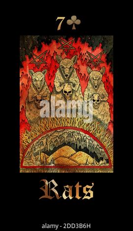 Rat. Hand drawn fantasy graphic illustration. Occult mystic drawing ...