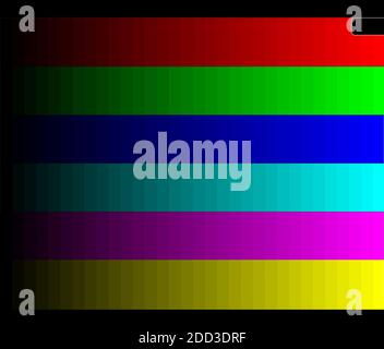 A scale black to bright color gradation pattern row of mix color RGB ...