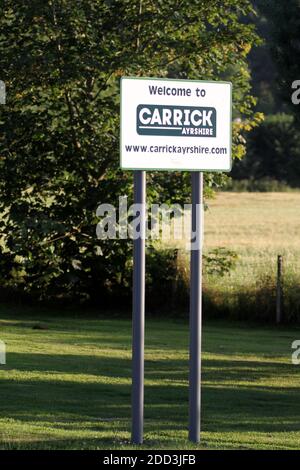 Ayrshire Road signs to South Ayrshire Carrick Vilages Stock Photo - Alamy