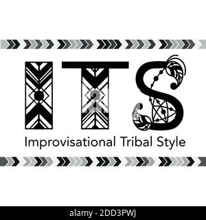 Tribal dance style name written by ethnic letters. Handdrawn vector ...