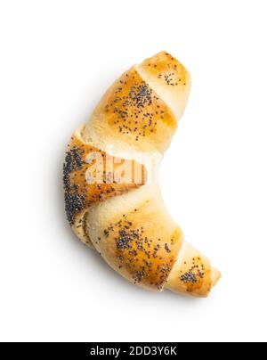 Poppy seeds baked roll bun isolated on white background Stock Photo - Alamy