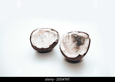 Coconut spoiled with mold isolated on white background Stock Photo - Alamy