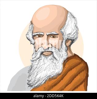 Archimedes face. Ancient greek mathematician, physicist. vector ...