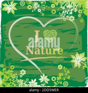 Green Love Heart Border Frame With Green Leaves And Red Flowers Stock ...